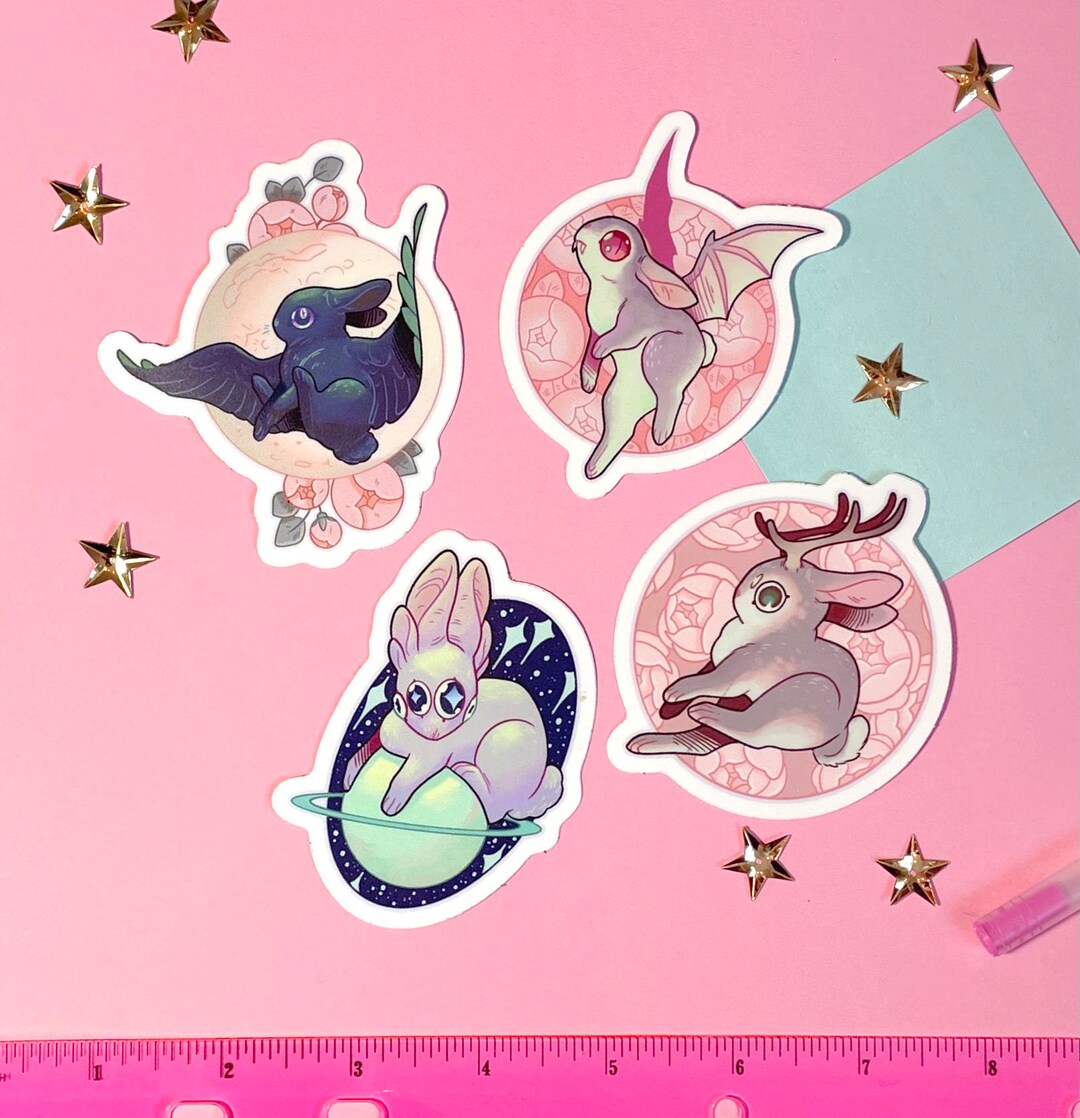 Set of 4 Bunny Stickers | Cute Vinyl Decals - Etsy