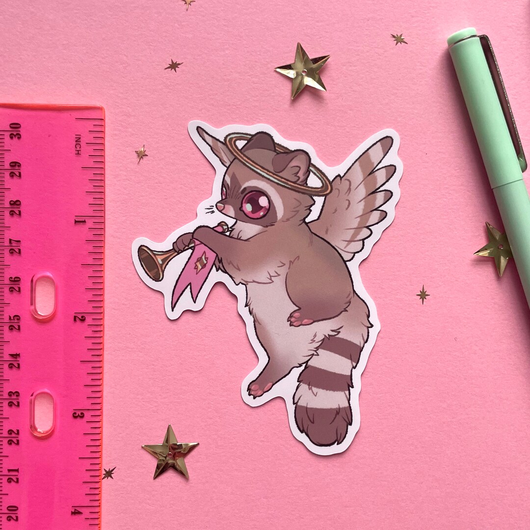 Angel Raccoon Sticker | Cute Vinyl Sticker - Etsy