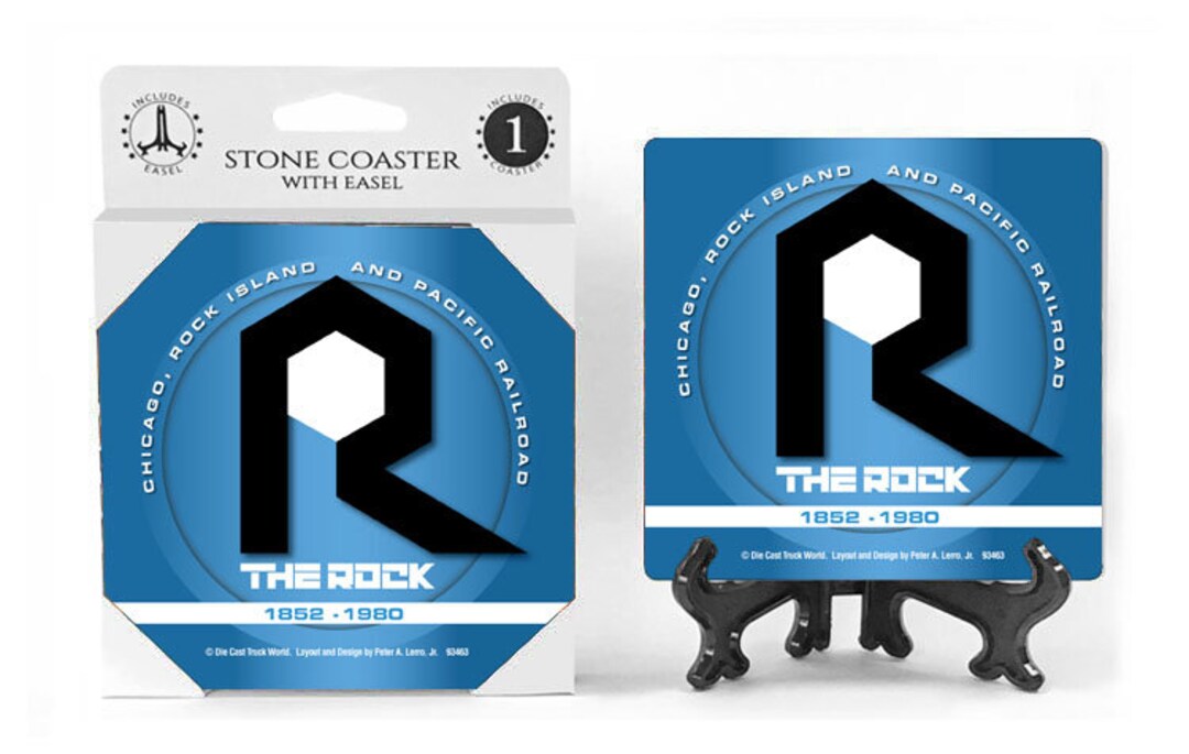 Rock Island Blue / the Rock Railroad Logo Ceramic Stone Coaster W ...