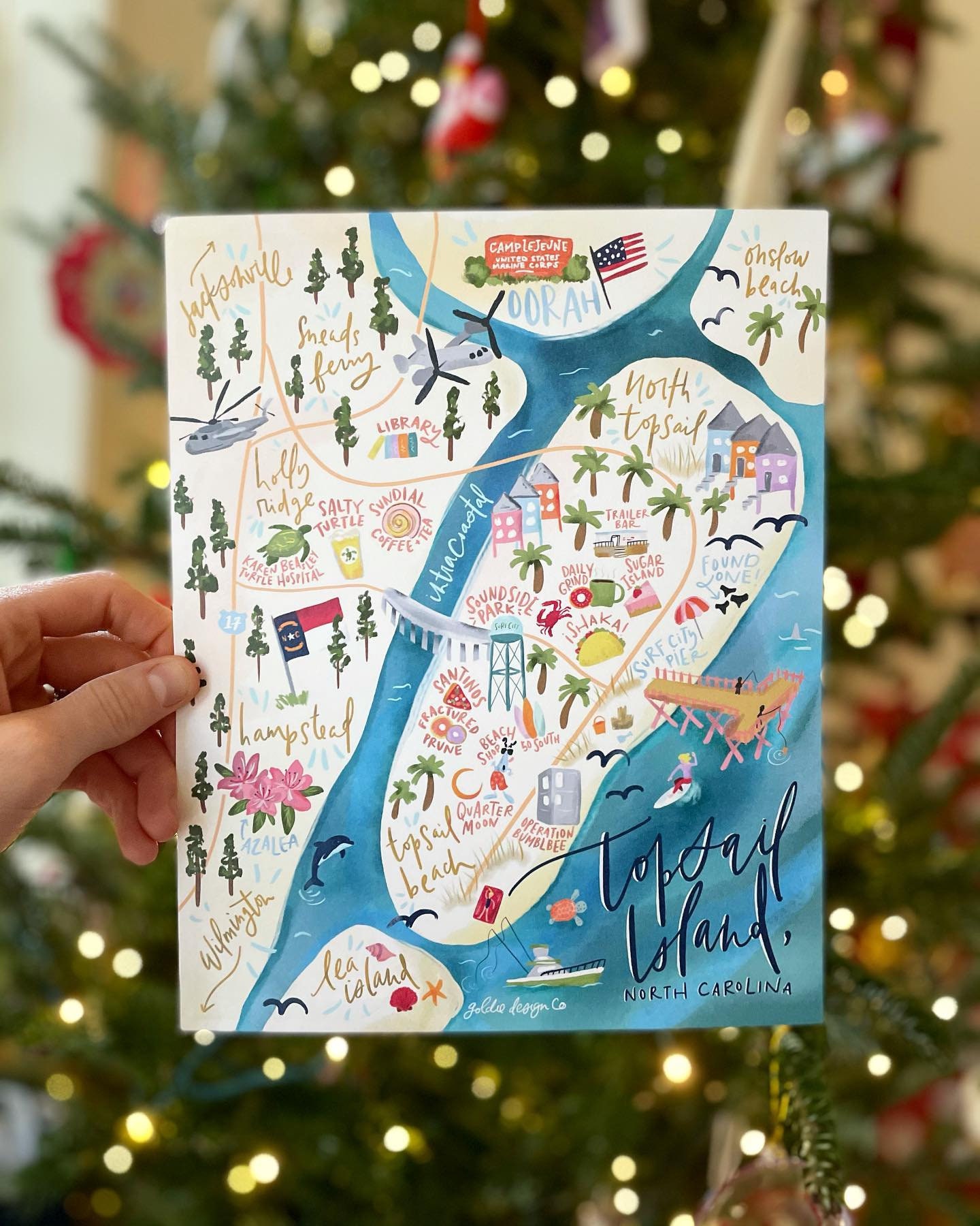 Topsail Island Illustrated Map Print - Etsy