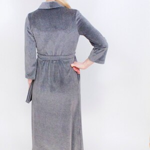 Gray Cotton Velour Kimono-style Robe, Women's Bathrobe, Housecoat ...