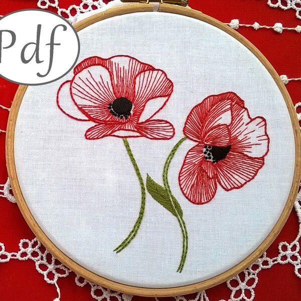 Poppy Embroidery Pattern - Etsy