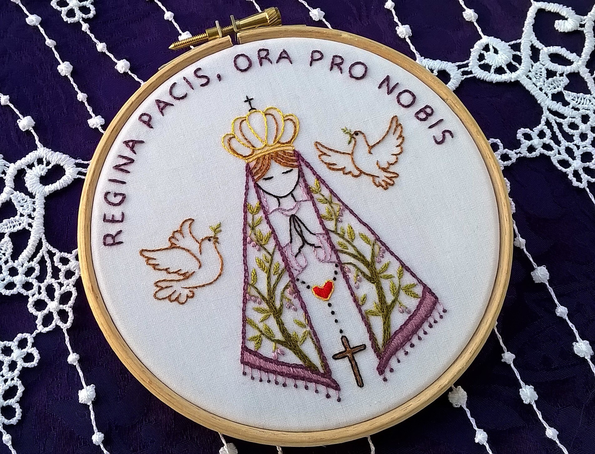 Hand Embroidery Pattern Pdf Virgin Mary queen of - Etsy