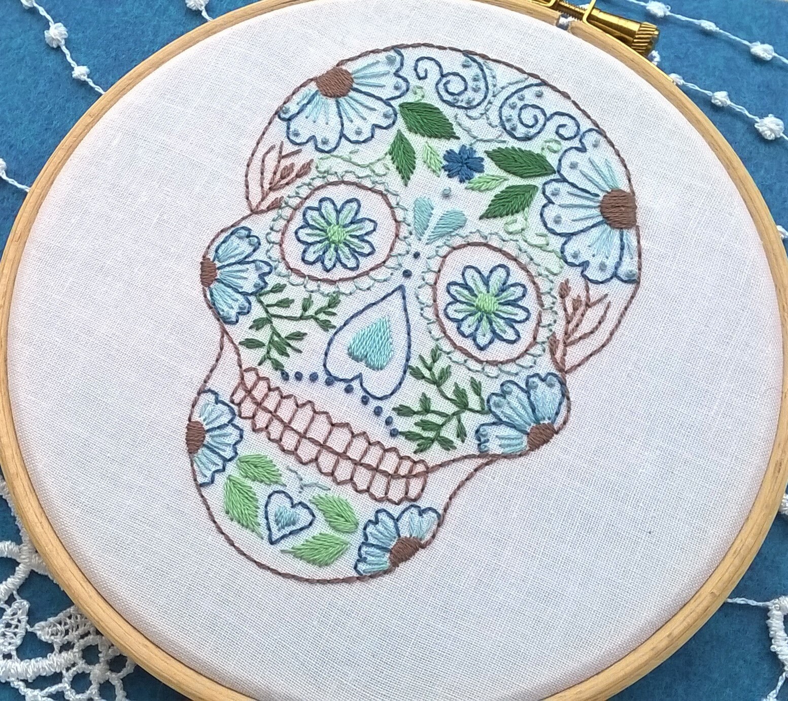 Pdf pattern hand embroidery Sugar skull beginner stitching | Etsy