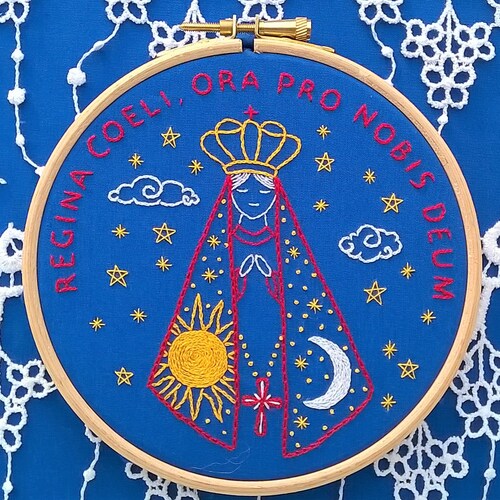 Hand Embroidery Pattern Pdf Virgin Mary queen of the - Etsy