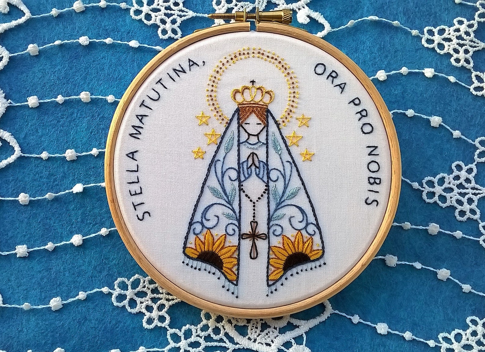 Hand Embroidery Pattern Pdf, Virgin Mary "morning Star" Embroidery ...