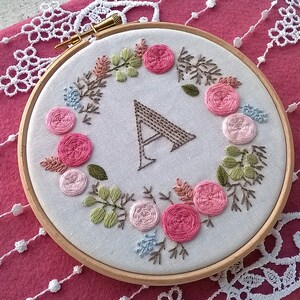 Initial Embroidery Pattern Pdf : Monogram With Floral Wreath Letter ...