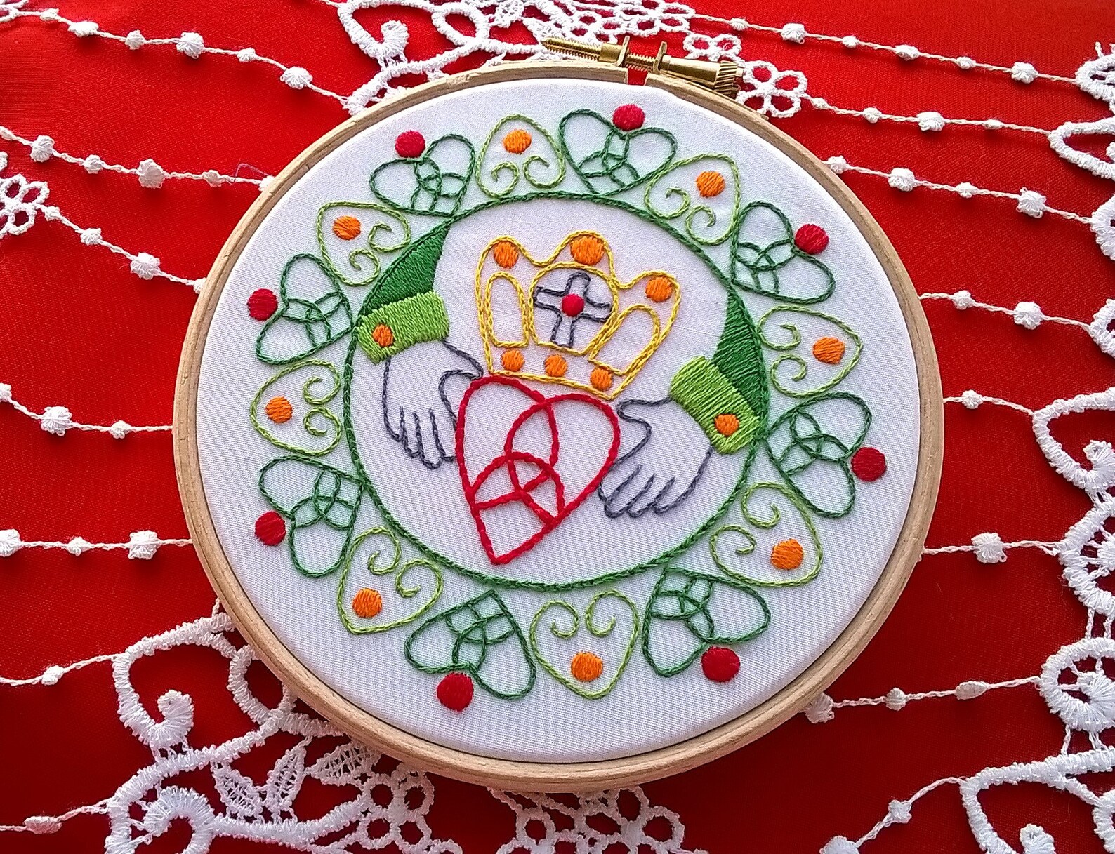 Embroidery Pattern Pdf Irish Claddagh Beginner Needlepoint | Etsy