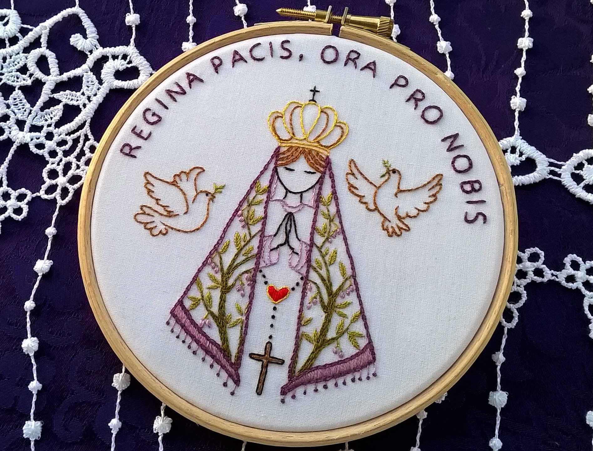 Hand Embroidery Pattern Pdf Virgin Mary queen of - Etsy