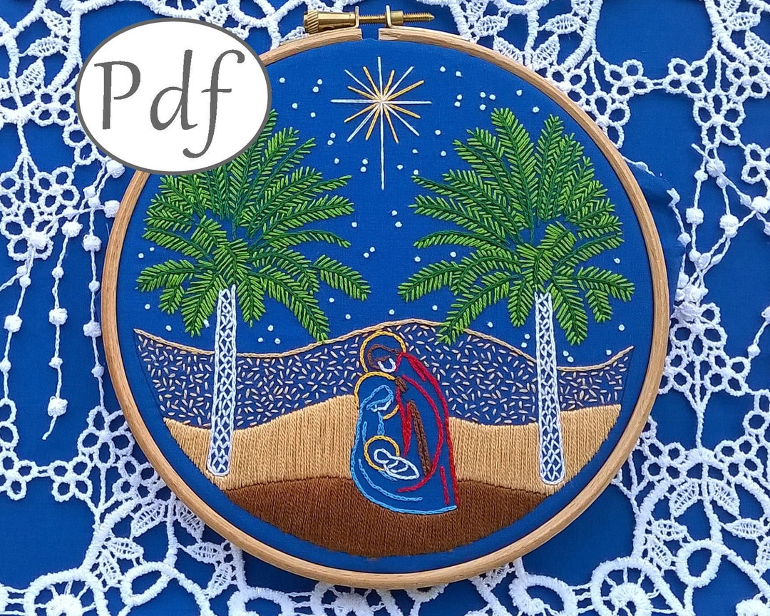 PDF Embroidery Pattern - Christmas Design - Nativity Scene Hand ...