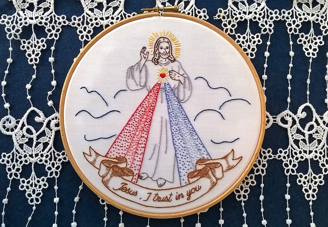 Hand Embroidery Pattern Pdf - the Divine Mercy - Catholic Embroidery ...