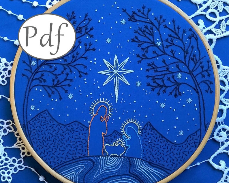 PDF Embroidery Pattern Christmas Hand Embroidery Nativity - Etsy