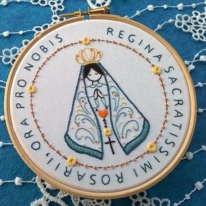Hand Embroidery Pattern Pdf, Virgin Mary "queen of the Holy Rosary ...
