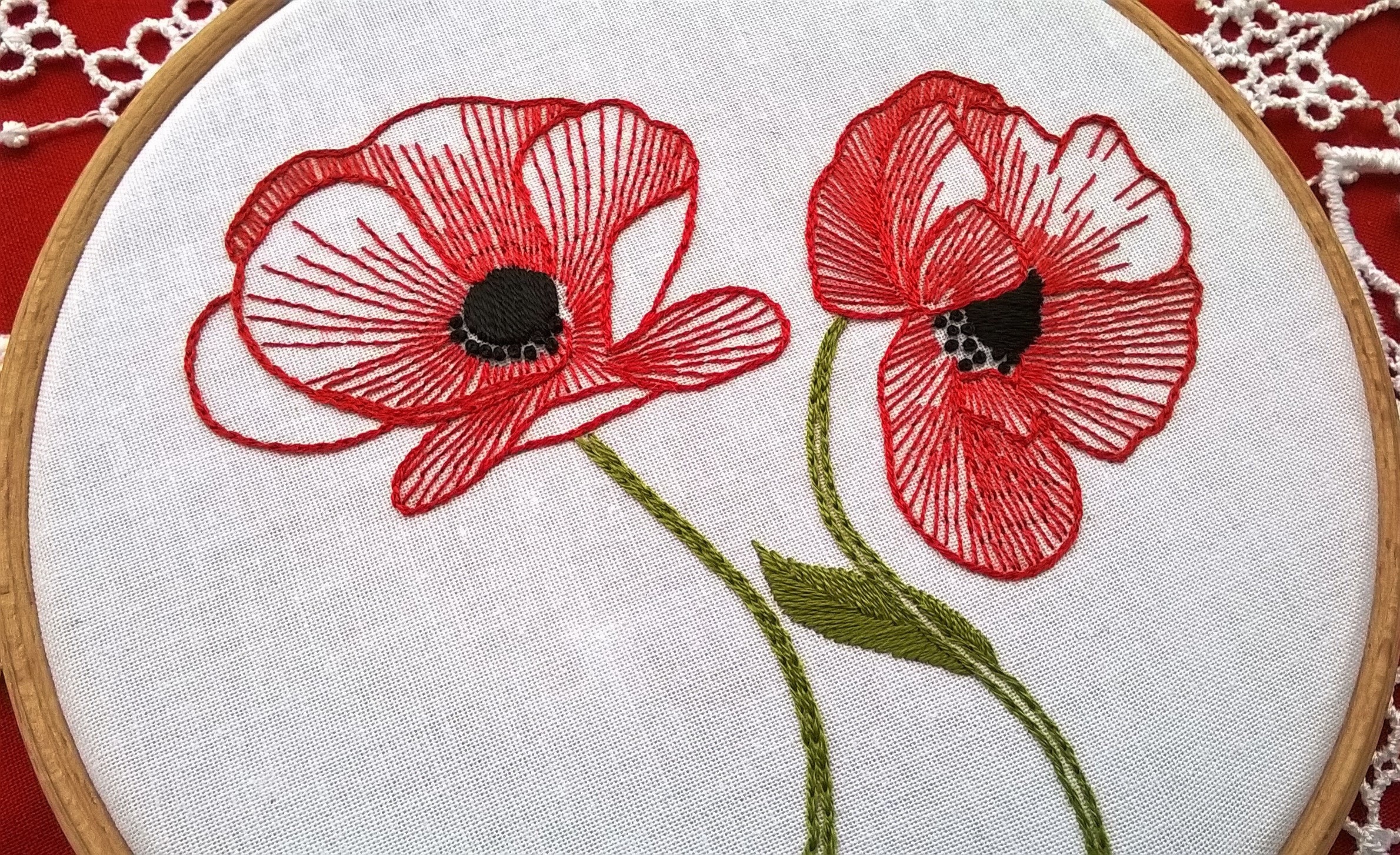 Hand Embroidery Pattern Pdf Poppies Design Beginner | Etsy