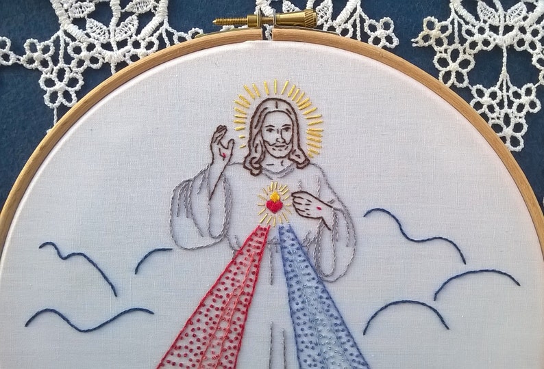 Hand Embroidery Pattern Pdf - the Divine Mercy - Catholic Embroidery ...