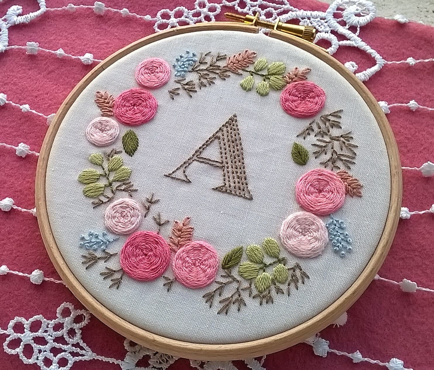 Initial Embroidery Pattern Pdf : Monogram With Floral Wreath | Etsy