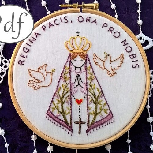 Hand Embroidery Pattern Pdf Virgin Mary queen of the - Etsy