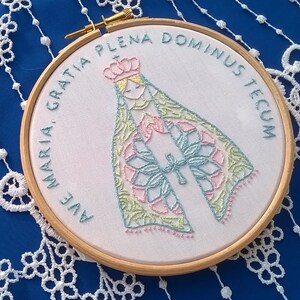 Hand Embroidery Pattern Pdf - Virgin Mary "ave Maria" - Hail Mary ...
