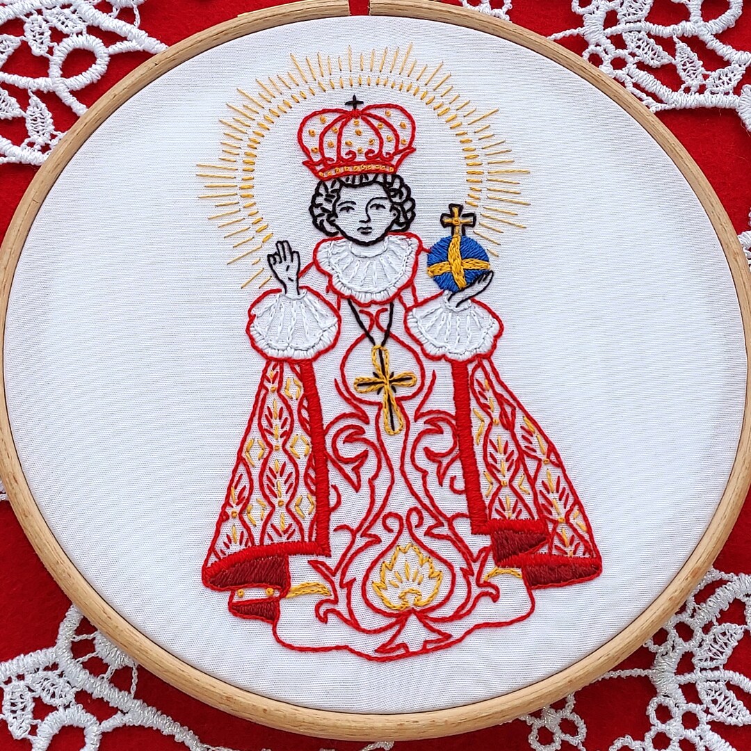 Hand Embroidery Pattern Pdf, Infant Jesus of Prague Embroidery Design ...