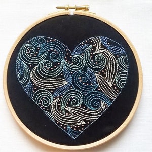 Hand Embroidery Pattern Pdf Blue Heart Beginner Needlepoint Pattern ...
