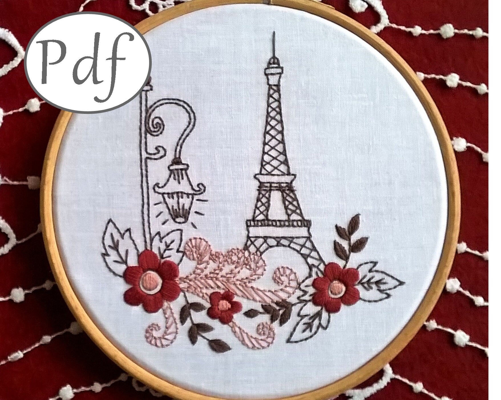 Hand Embroidery Pdf Pattern and Tutorial Eiffel Tower and - Etsy Canada