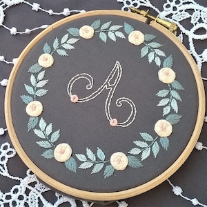 Hand Embroidery Initial PDF, Embroidery Fonts : 26 Monograms, Alphabet ...