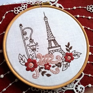 Hand Embroidery Pdf Pattern and Tutorial, Eiffel Tower and Flowers, DIY ...