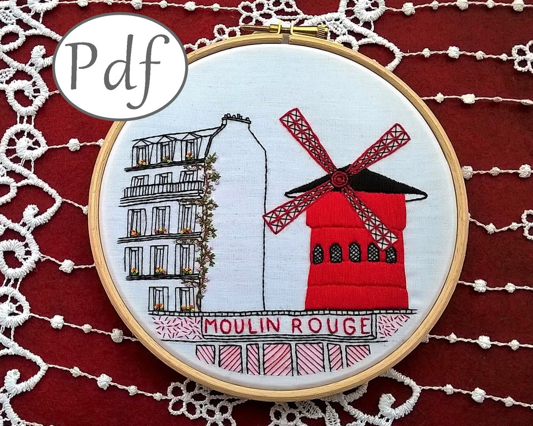 Hand Embroidery Pdf Pattern and Tutorial Moulin Rouge DIY - Etsy