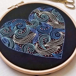 Hand Embroidery Pattern Pdf Blue Heart Beginner Needlepoint Pattern ...