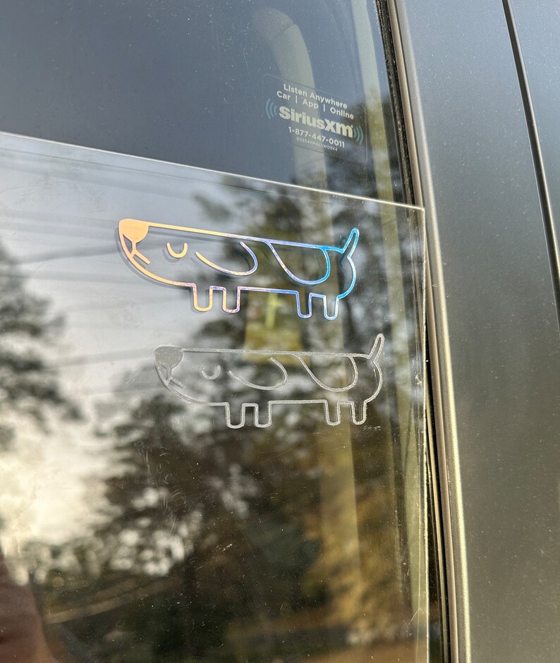 Hidden Long Dog Vinyl Decal Holographic Longdog Hidden Dog Sticker Blue ...