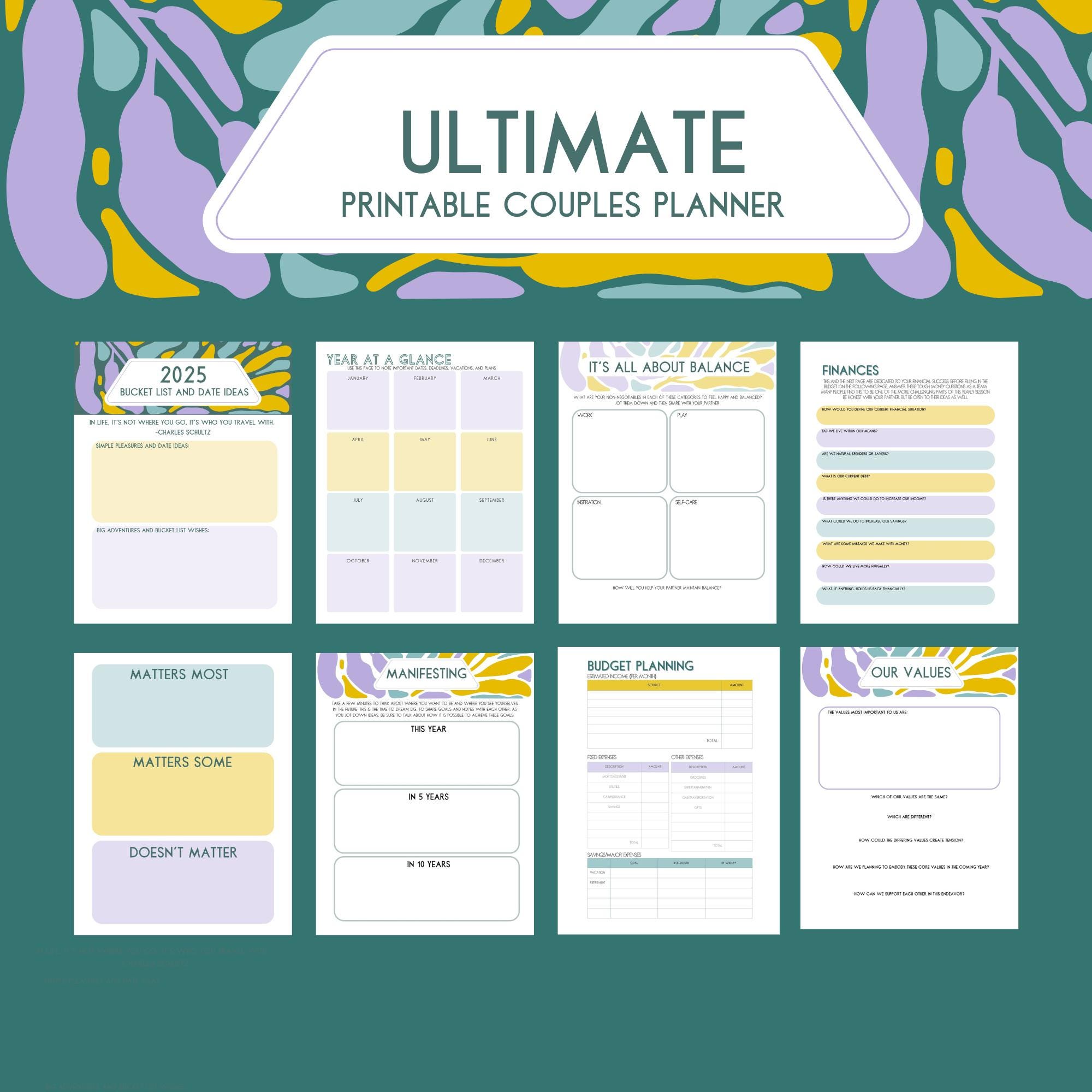 Couples Year End Planner - Printable Download, Relationship Planner ...