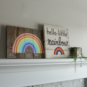 Multicolor Rainbow Sign / Handpainted on Reclaimed Pallet Wood / Pastel ...