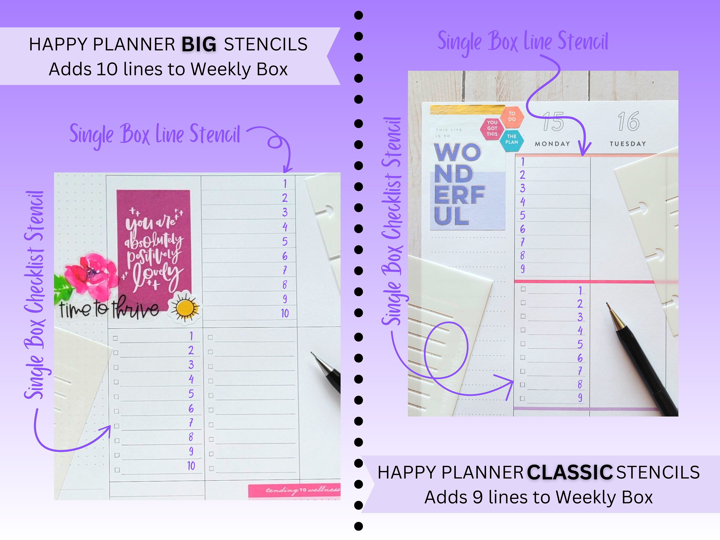 2-piece Checklist Stencil & Line Stencil Set / Big or Classic - Etsy