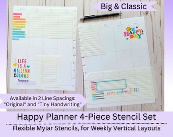 2-piece Checklist Stencil & Line Stencil Set / Big or Classic Happy ...