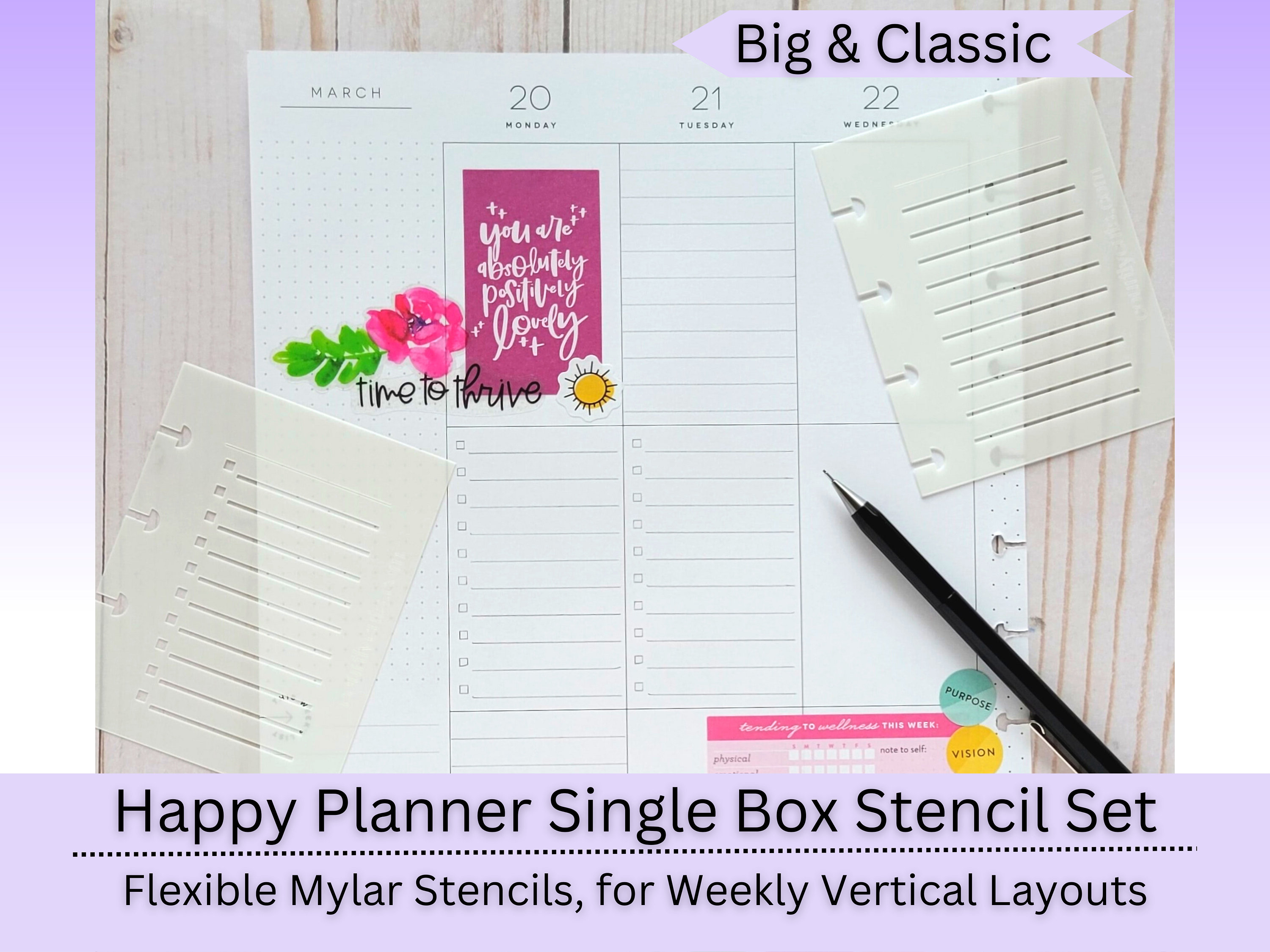 2-piece Checklist Stencil & Line Stencil Set / Big or Classic - Etsy