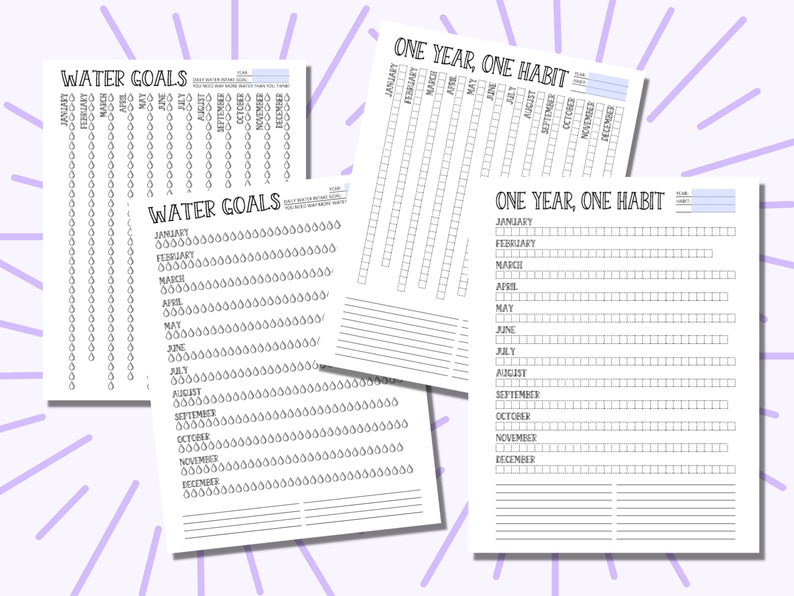 Editable year on One Page Printable Habit Tracker - Etsy