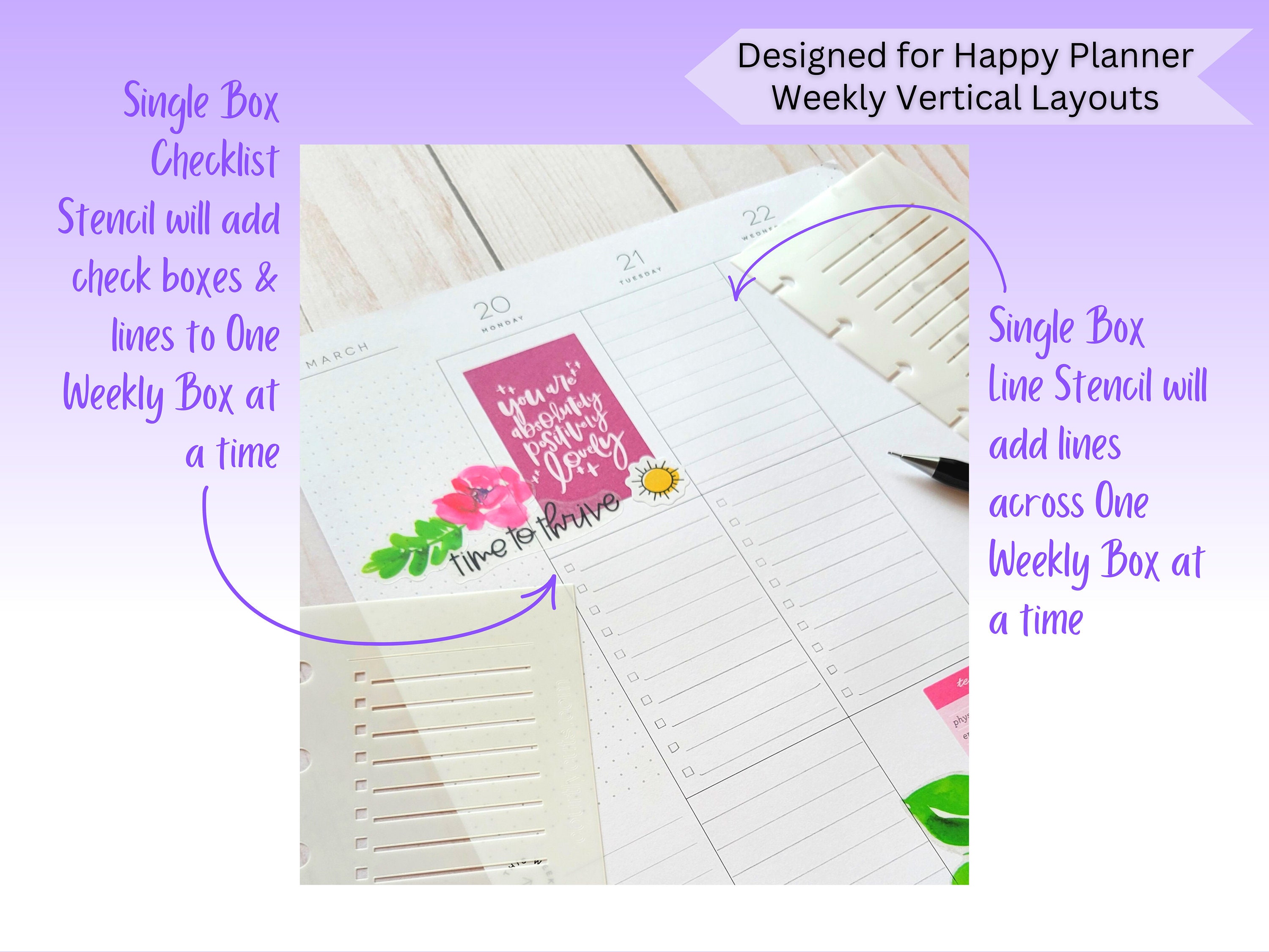 2-piece Checklist Stencil & Line Stencil Set / Big or Classic - Etsy