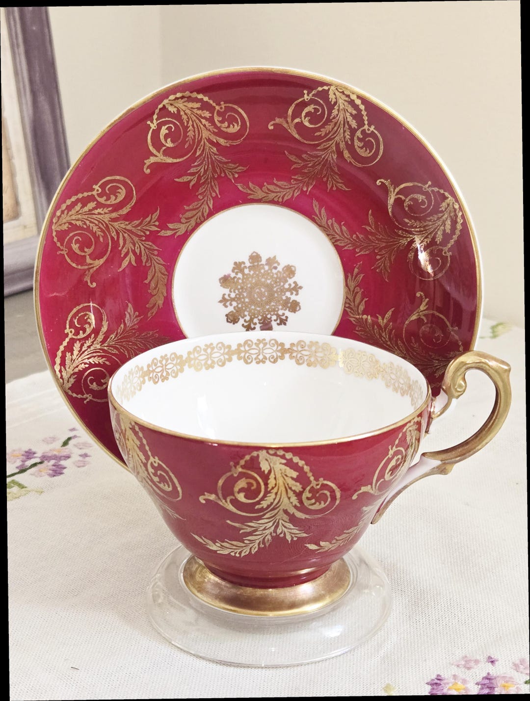Vintage Foley Tea Cup and Saucer Set With Gold Pattern - Etsy