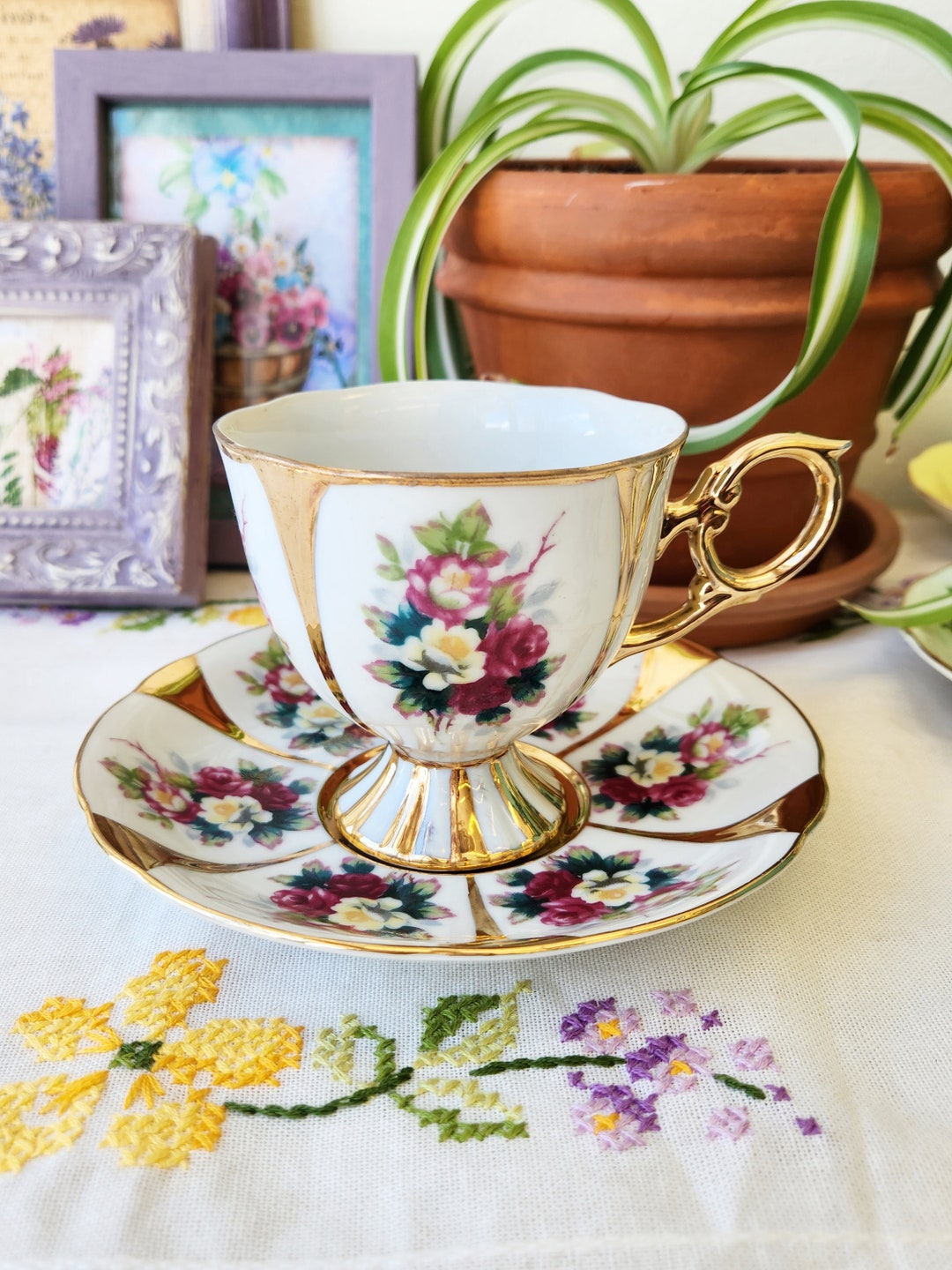 Vintage Shafford Lusterware Tea Cup and Saucer Set - Etsy