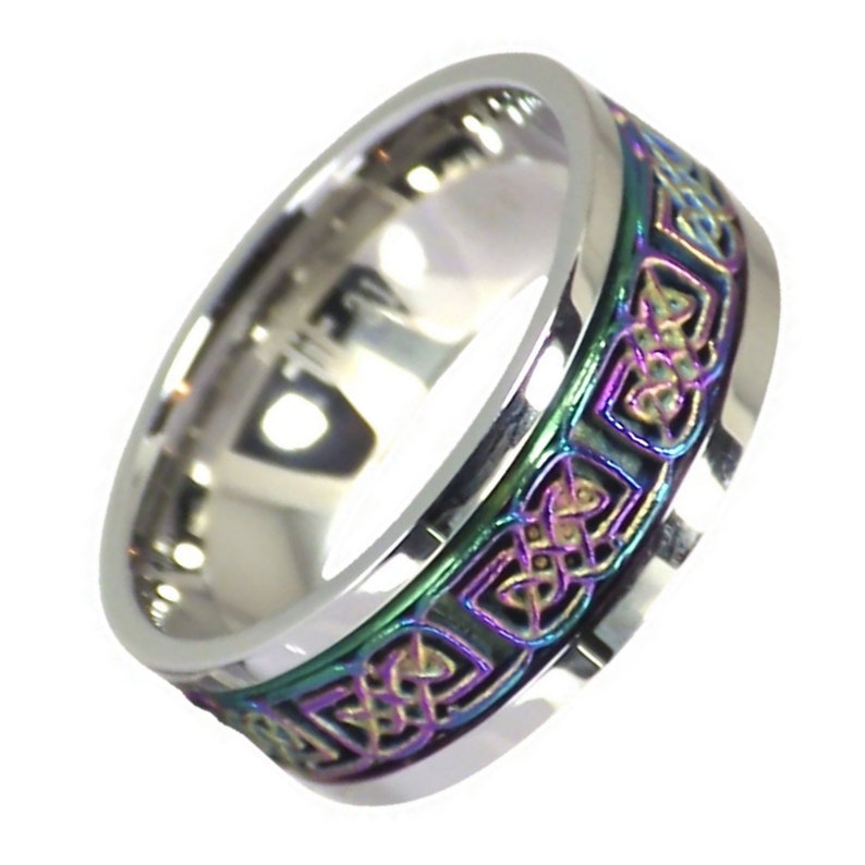 Rainbow Celtic Spinner Ring Womens Mens Stainless Steel - Etsy