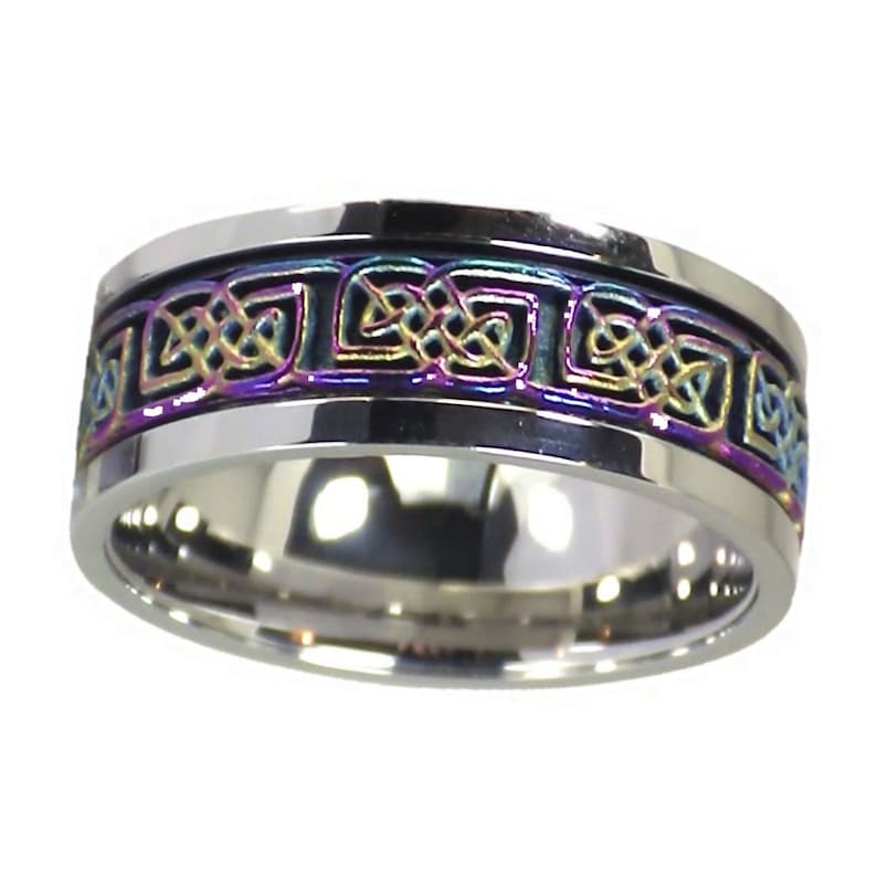 Rainbow Celtic Spinner Ring Womens Mens Stainless Steel - Etsy