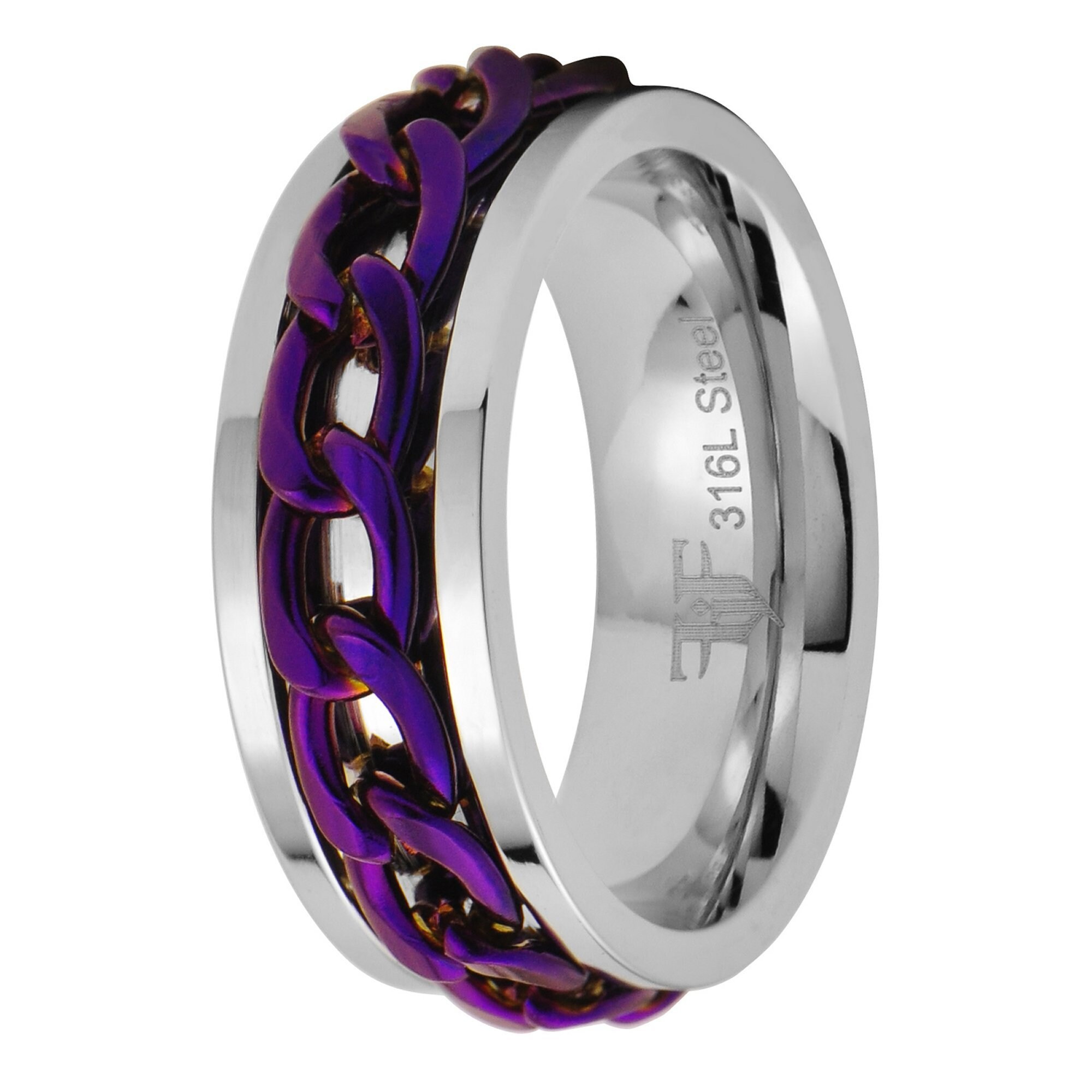Purple Chain Spinner Ring Stainless Steel Meditation Anti - Etsy