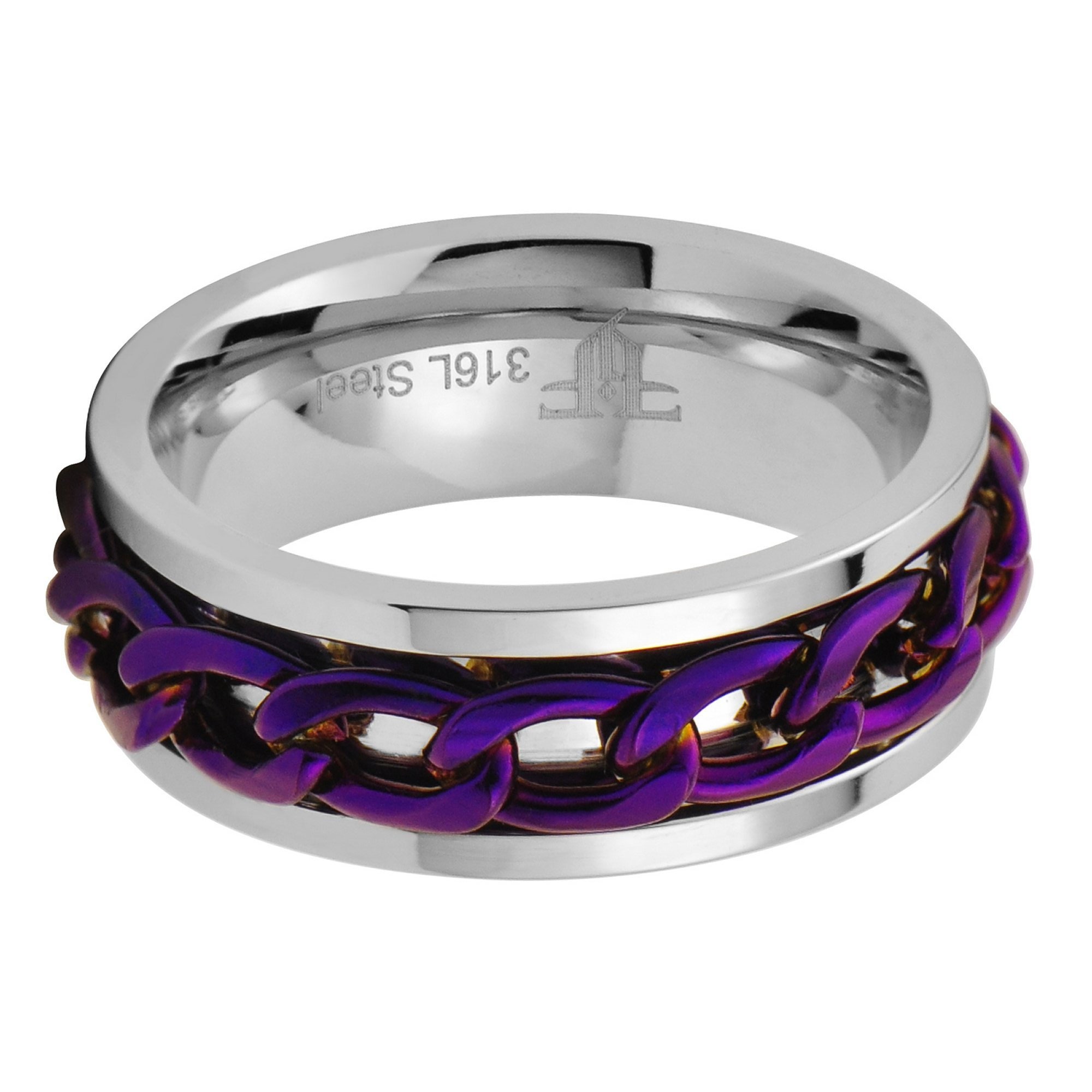 Purple Chain Spinner Ring Stainless Steel Meditation Anti - Etsy