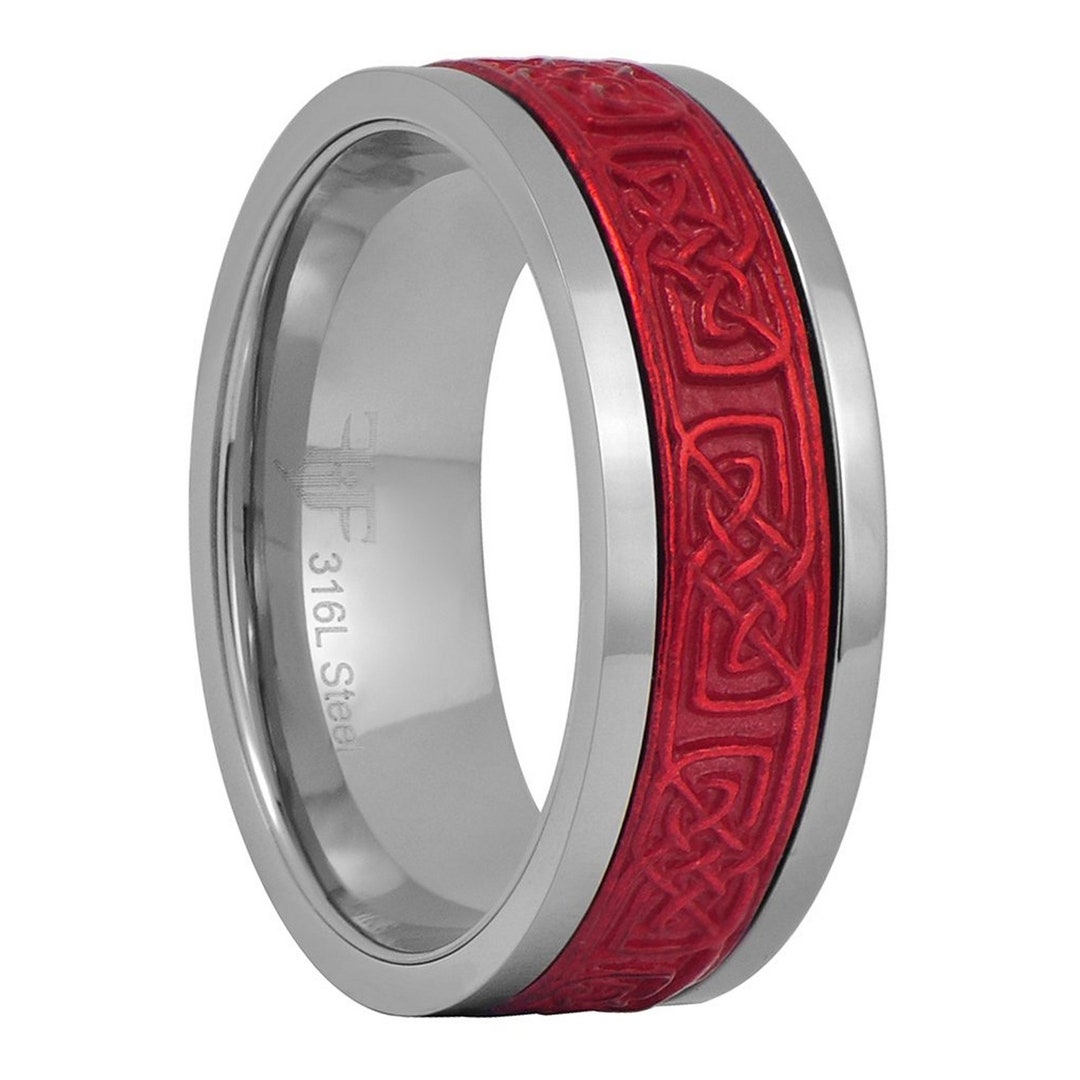 Red Celtic Spinner Ring Mens Womens Stainless Steel Stress Reliever ...