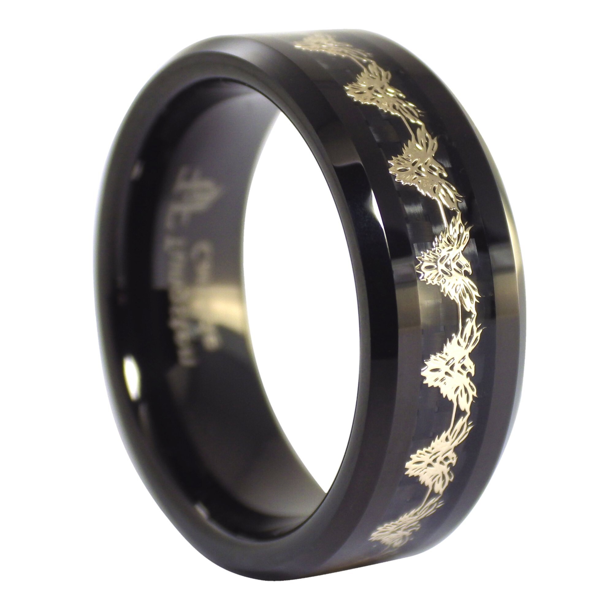 Black Tungsten Gold Phoenix Firebird Ring Mens Womens Wedding | Etsy