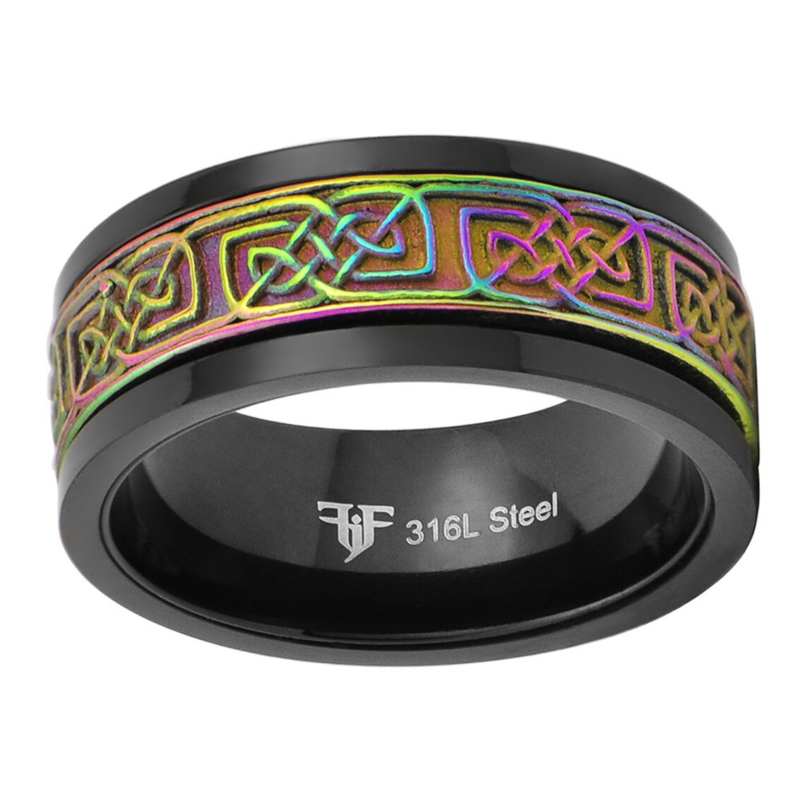 Black Rainbow Celtic Spinner Ring Womens Mens Stainless Steel - Etsy