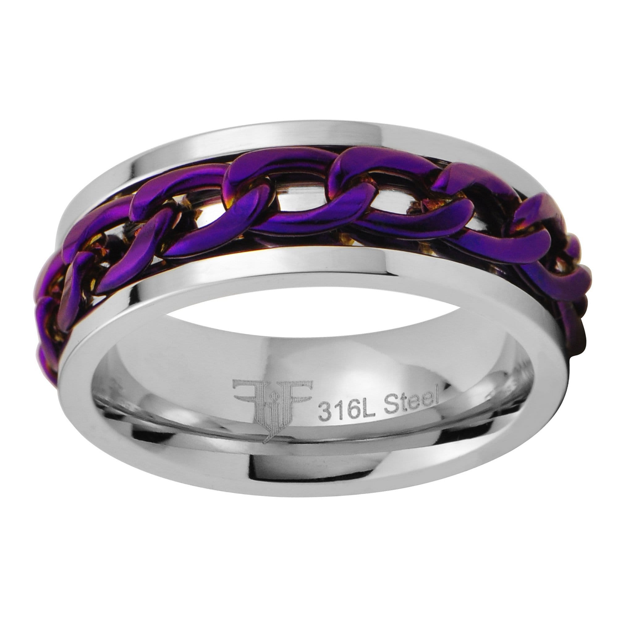 Purple Chain Spinner Ring Stainless Steel Meditation Anti - Etsy
