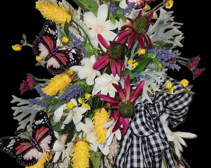 SPRING BUTERFLY FLORAL Vertical Swag Arrangement- 3 Butterflies Are ...