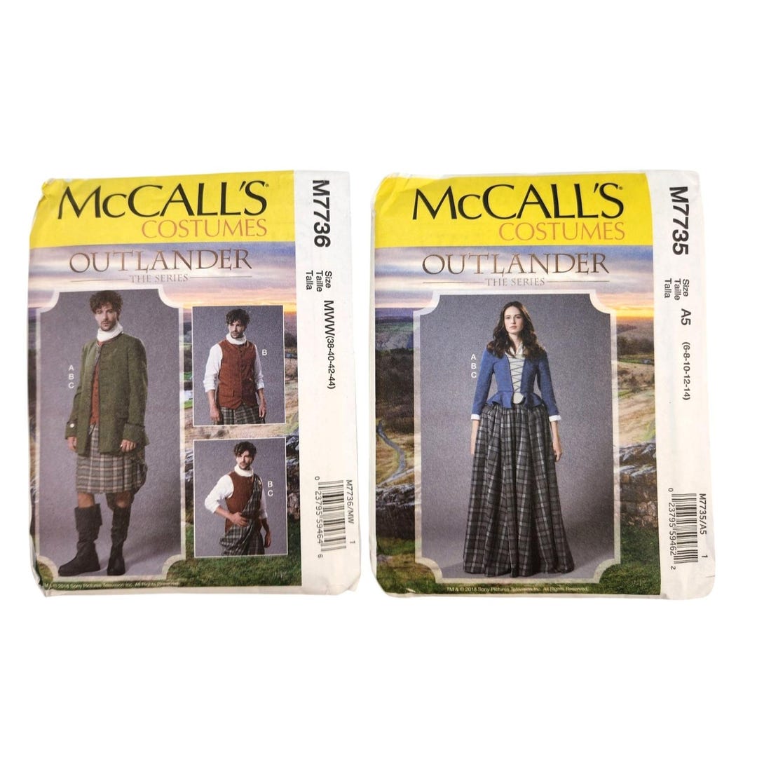 Mccalls Outlander Series Costume Sewing Patterns M7736 MWW & M7835 A5 ...