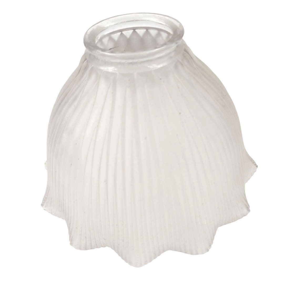 Vintage Frosted Glass Lamp Bulb Shade Cover, Bell Shaped With Fluted ...